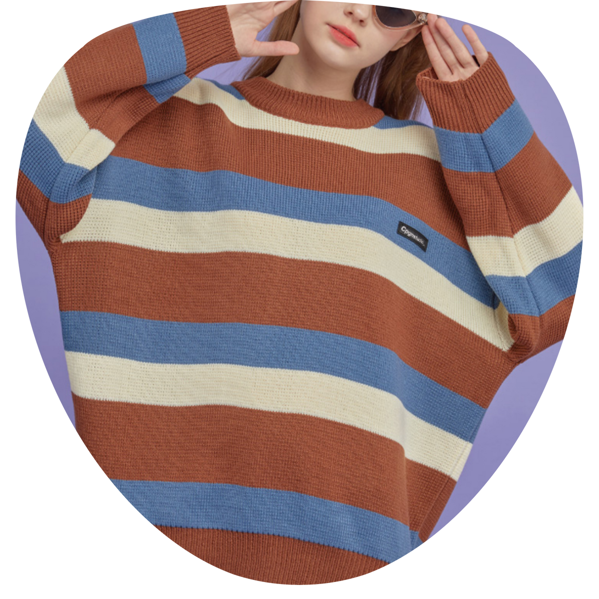 Wappen Mixcolor Sweater BlueCamel - Worn by TXT Yeonjun – BIROSO